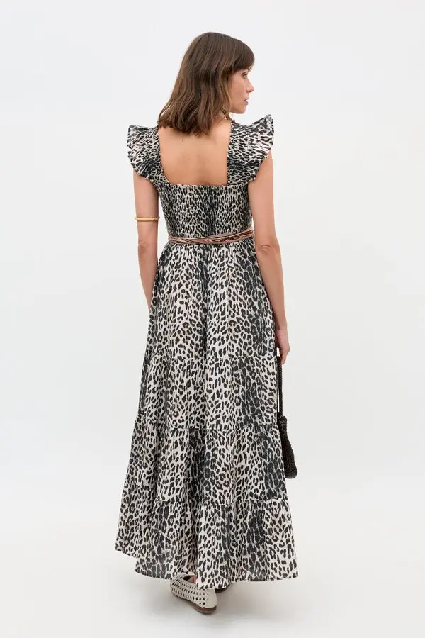 Rixo Kendall Nina Leopard Print Maxi Dress