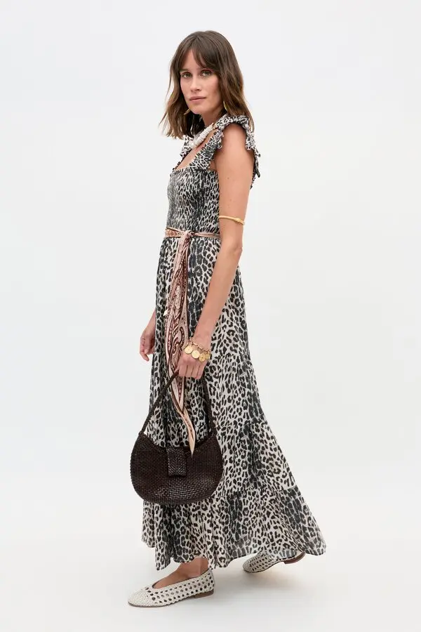 Rixo Kendall Nina Leopard Print Maxi Dress