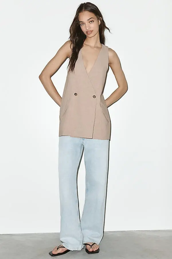 Maeve Longline Blazer Vest Jacket