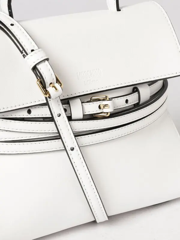 Moschino Tie Me Leather Mini Bag - White