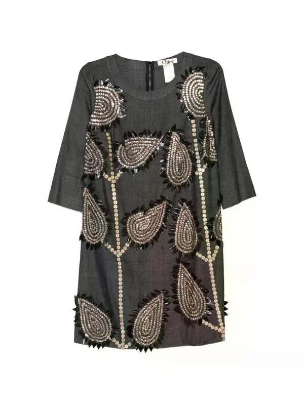 Chloé 2006 Embellished Leaf-motif Dress