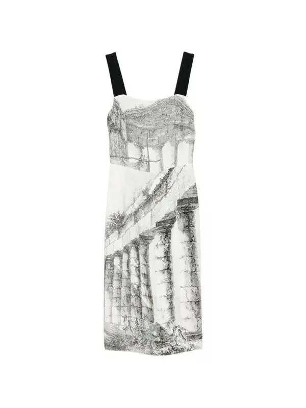 Dolce & Gabbana Greek Temple Print Midi Dress
