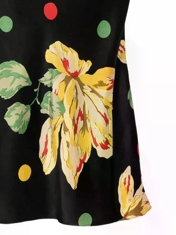 John Galliano Floral Print Sleeveless Midi Dress - Black