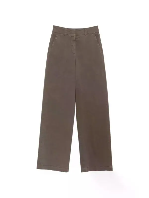 Peserico Wide-leg Cotton Twill Trousers - Grey