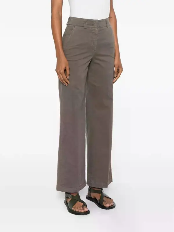 Peserico Wide-leg Cotton Twill Trousers - Grey