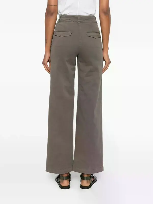 Peserico Wide-leg Cotton Twill Trousers - Grey