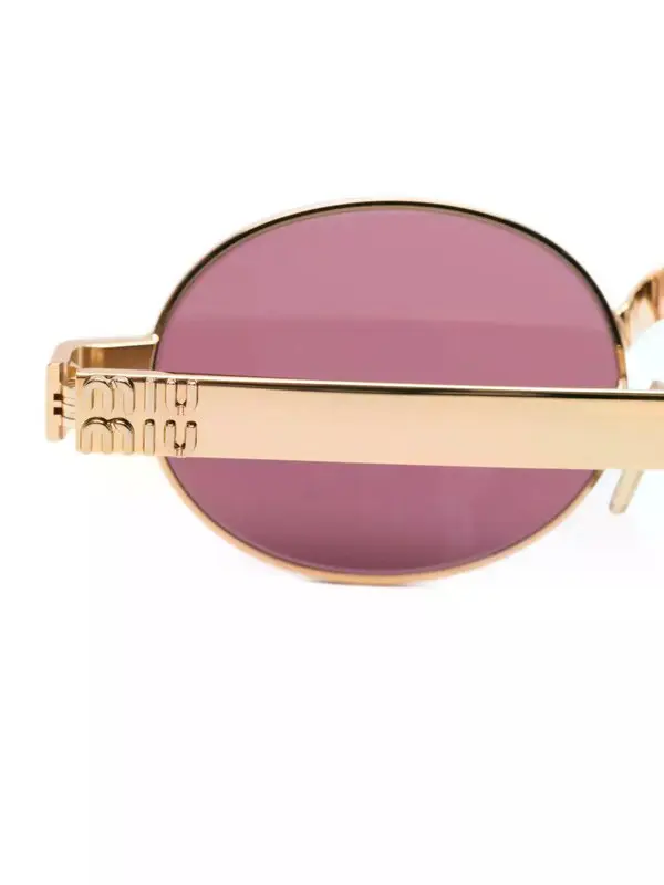 Miu Miu Oval-frame Sunglasses With Logo Plaque
