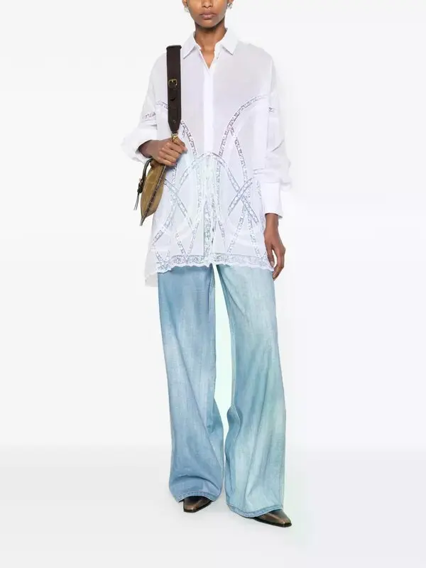 Ermanno Scervino Light Faded Effect Wide Leg Jeans