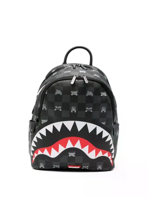 SPRAYGROUND Shark Mouth Checkered Backpack - Grey