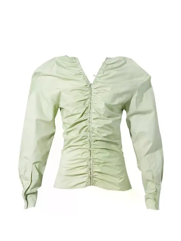 PUSHBUTTON Ruched Button-up Shirt
