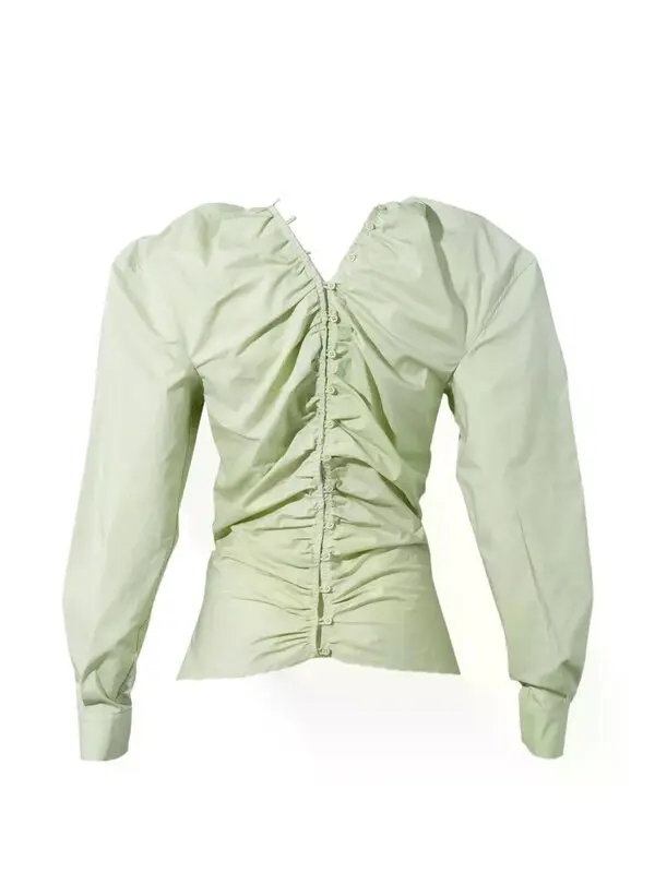 PUSHBUTTON Ruched Button-up Shirt