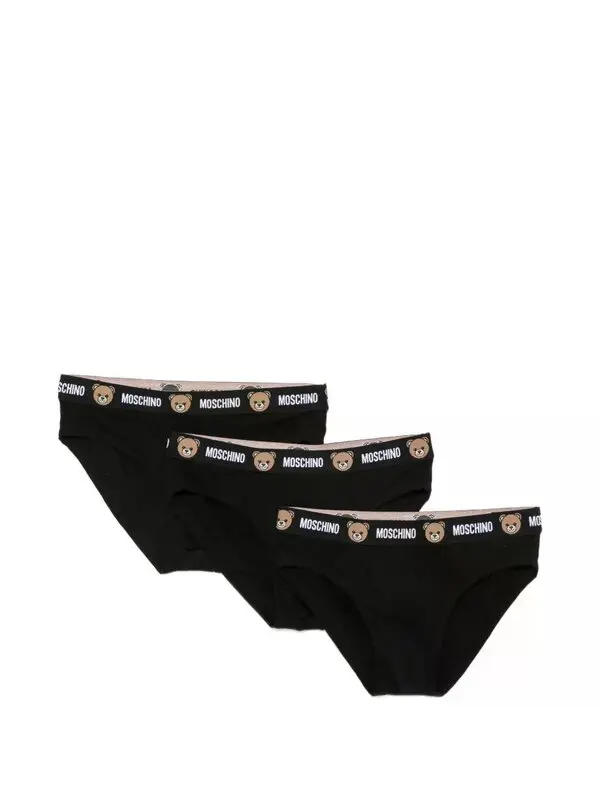 Moschino Teddy Bear Logo-waistband Briefs - Black