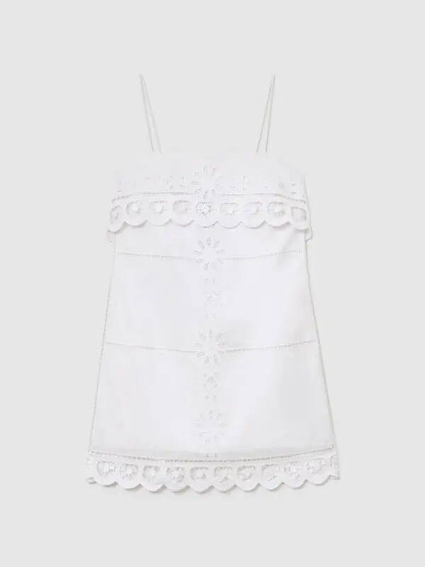 REISS Toni Cotton Lace-detail Mini Dress