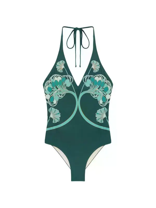 La DoubleJ Blooming Tulip Placed Swimsuit - Green