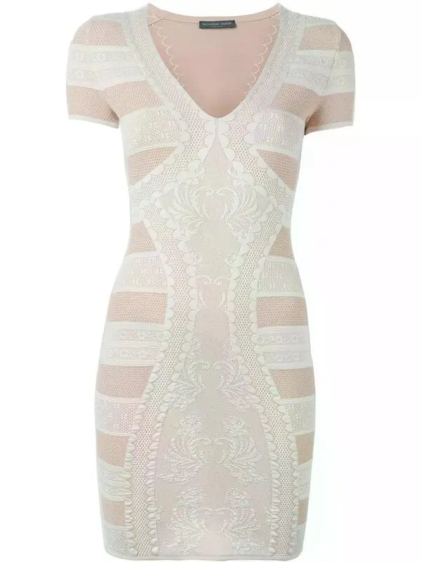 Alexander McQueen Victorian Lace Knit Mini Dress