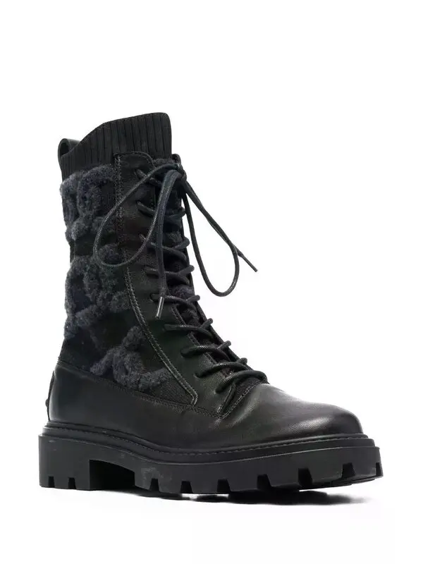 TOD'S Shearling Logo Combat Boots