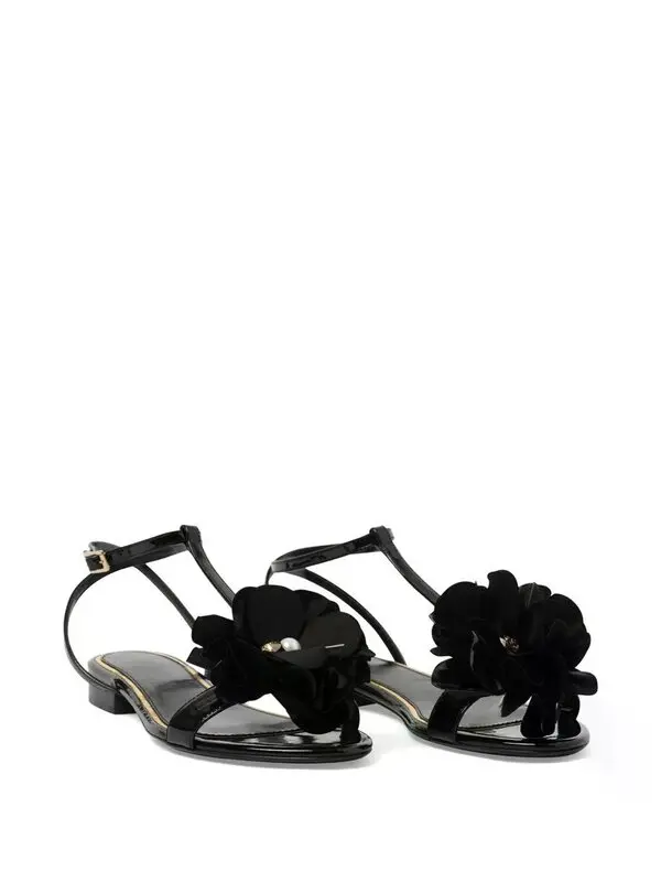 LANVIN Floral-embellished T-bar Sandals