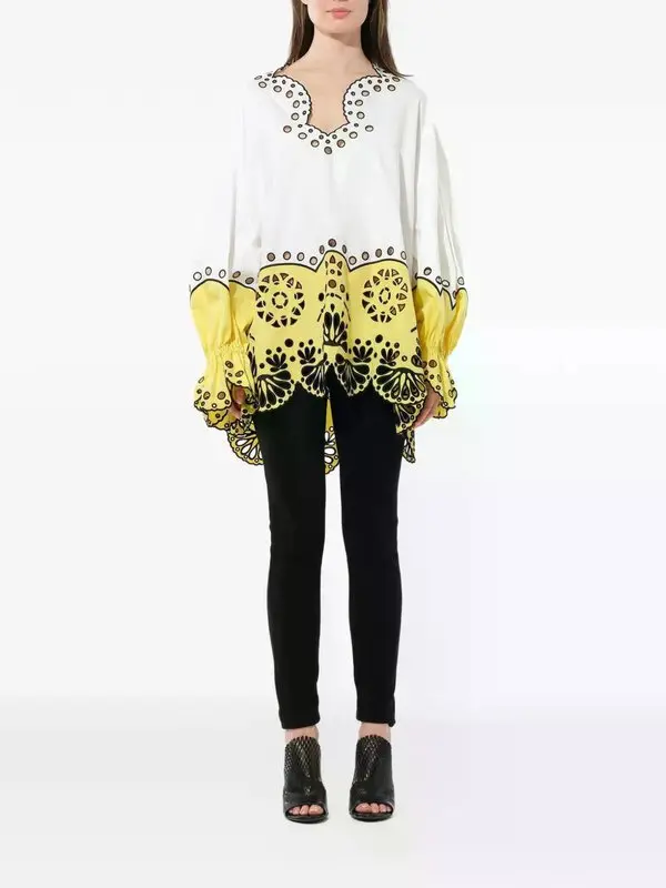 Emilio Pucci Broderie Anglaise Scalloped Blouse