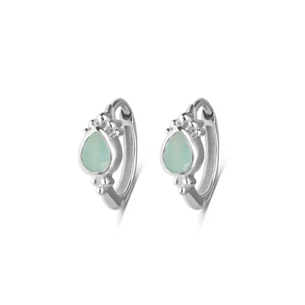 ZOHREH S Sterling Silver Amazonite Huggie Hoop Earrings - Blue/silver