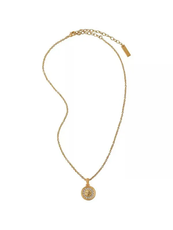 Versace Medusa Crystal Medallion Necklace - Gold