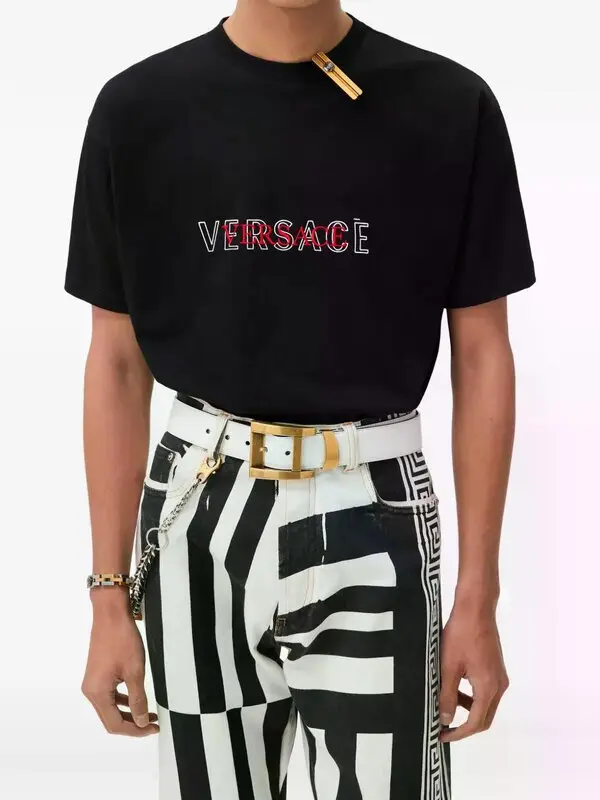 Versace Embroidered-logo Cotton-jersey Regular T-shirt