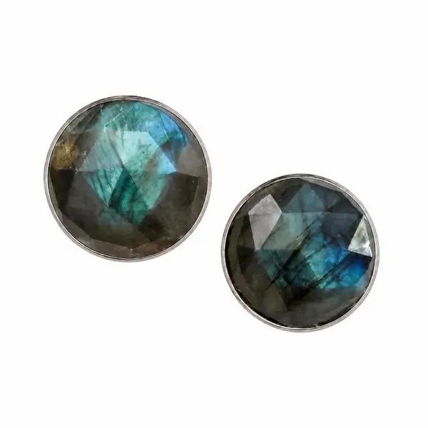 HEATHER HAWKINS Oversized Labradorite Stud Earrings - Blue