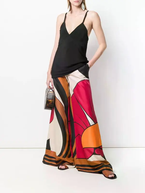 Alberta Ferretti Printed Silk Wide-leg Trousers