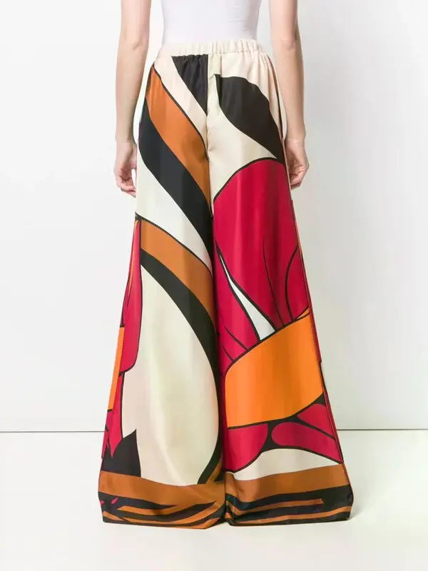 Alberta Ferretti Printed Silk Wide-leg Trousers