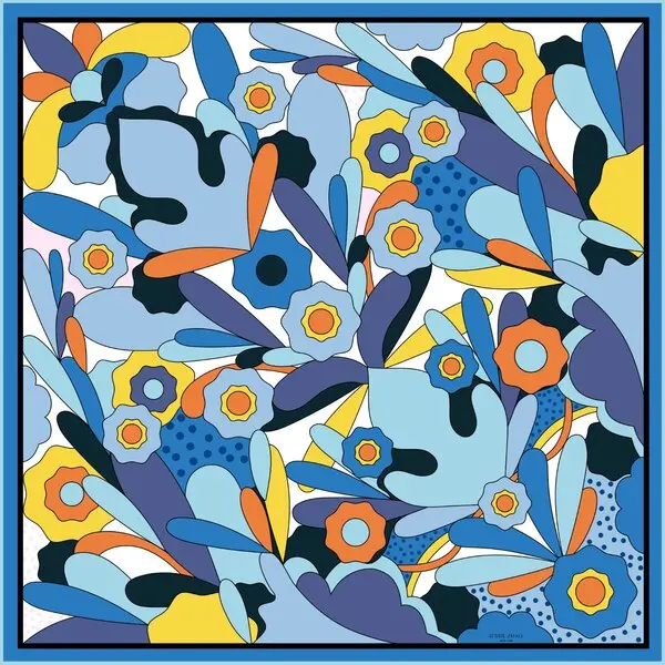 JESSIE ZHAO NEW YORK Double Sided Silk Bandana Of Ocean Imagination - Blue