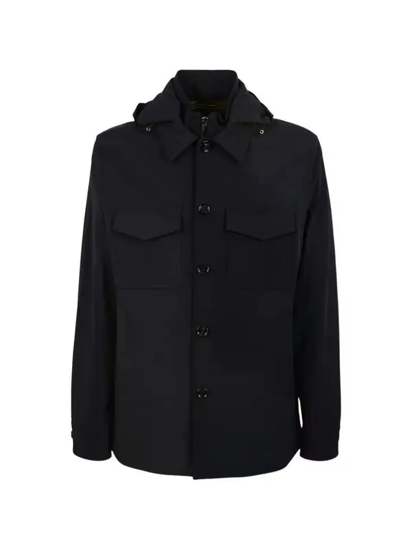 MOORER Dark Hooded Button-up Jacket
