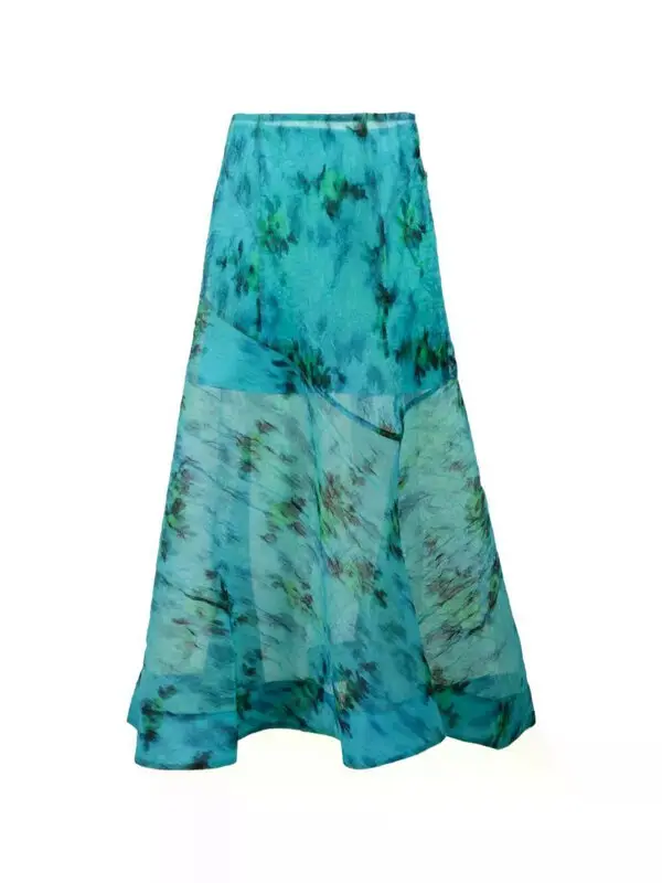 GANNI Abstract Pattern Organza Maxi Skirt