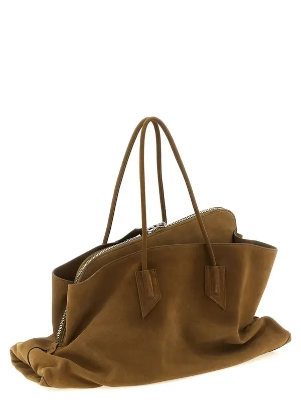 Attico La Passeggiata Large Grain Leather Shoulder Bag - Brown