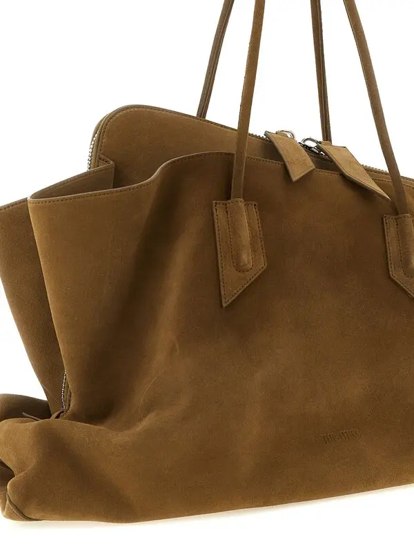 Attico La Passeggiata Large Grain Leather Shoulder Bag - Brown
