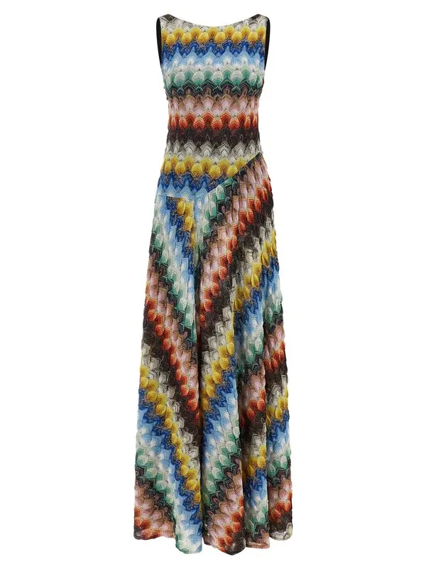 Missoni Raschel Knit Lace Pattern Sleeveless Long Dress