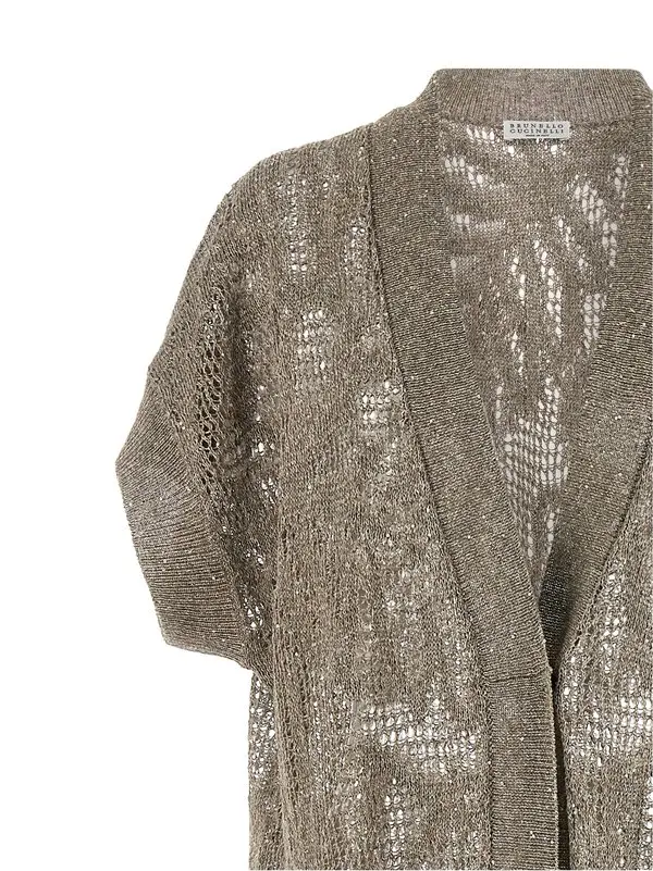 Brunello Cucinelli Linen And Cotton Mesh Knit Cardigan
