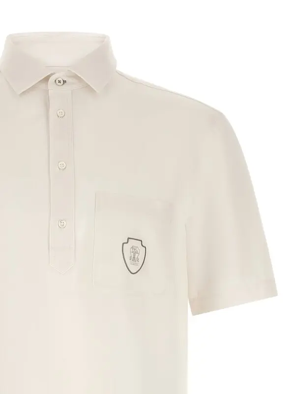 Brunello Cucinelli Heraldic Logo Polo Shirt - White