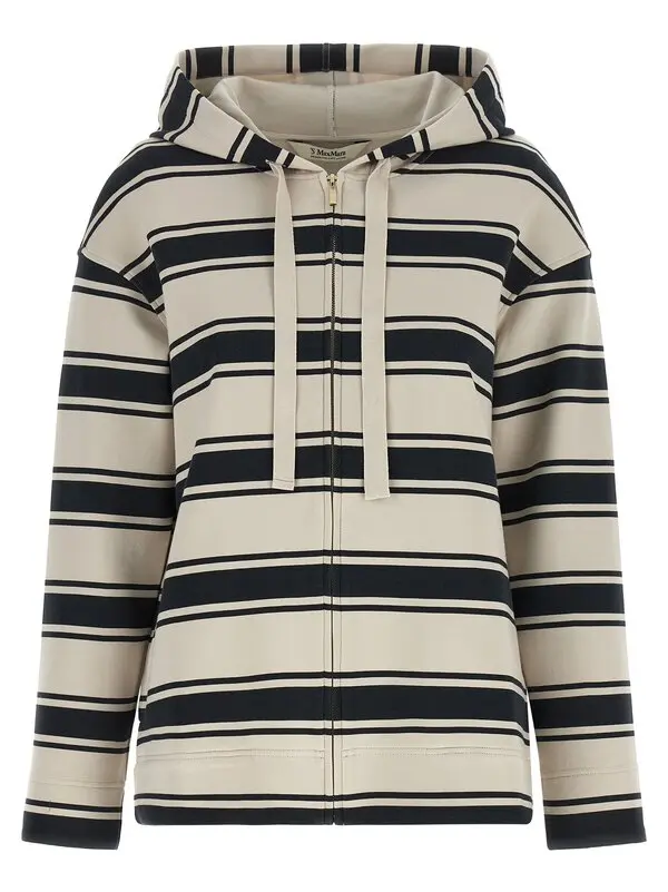 Max Mara Mmdream' Striped Zip-up Hoodie With Logo Embroidery