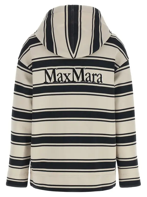 Max Mara Mmdream' Striped Zip-up Hoodie With Logo Embroidery