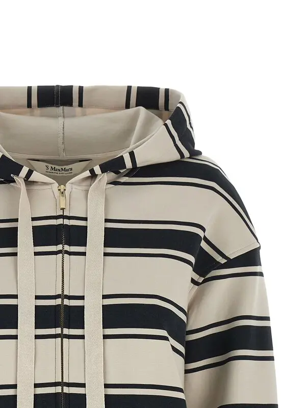 Max Mara Mmdream' Striped Zip-up Hoodie With Logo Embroidery