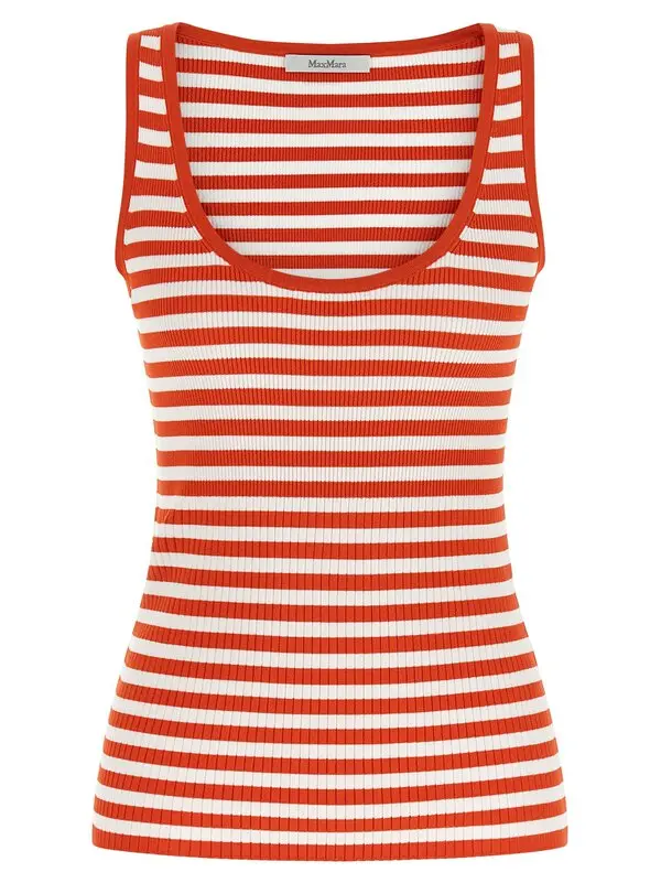 Max Mara Mxmghiro' Striped Ribbed Tank Top - Red