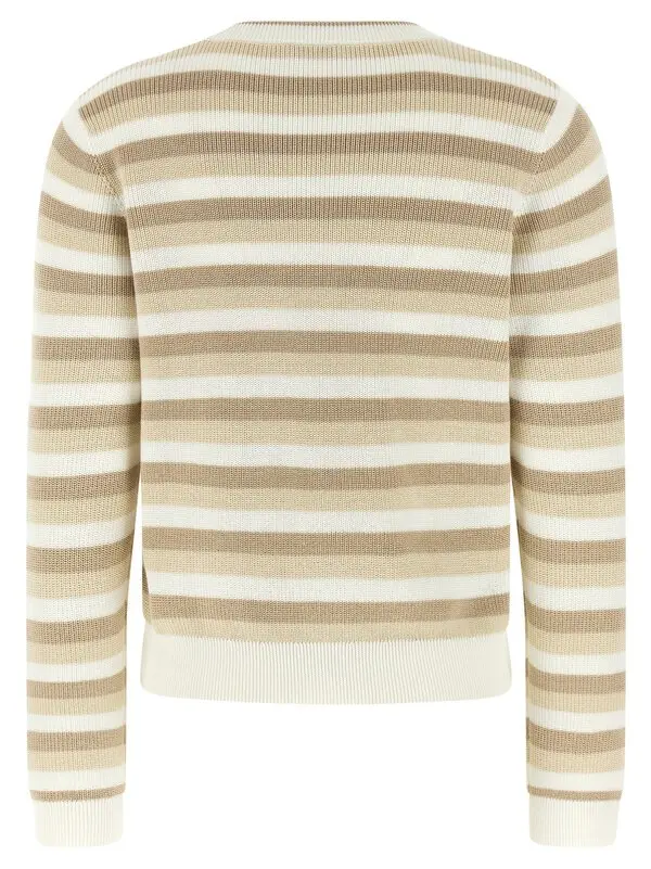 Brunello Cucinelli Striped Cotton Crew Neck Sweater