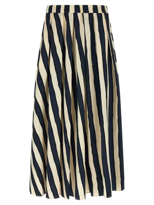 Max Mara Striped Cotton Poplin Maxi Skirt - Blue