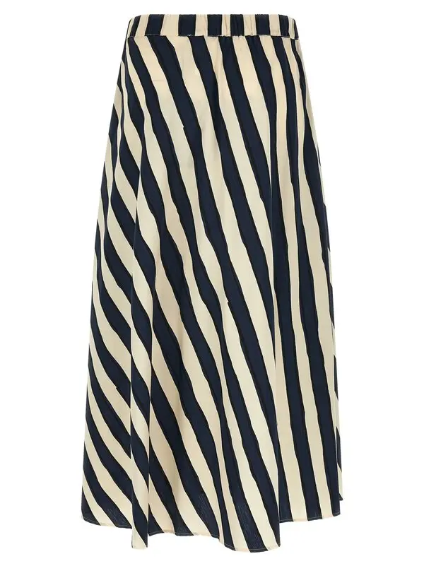 Max Mara Striped Cotton Poplin Maxi Skirt - Blue