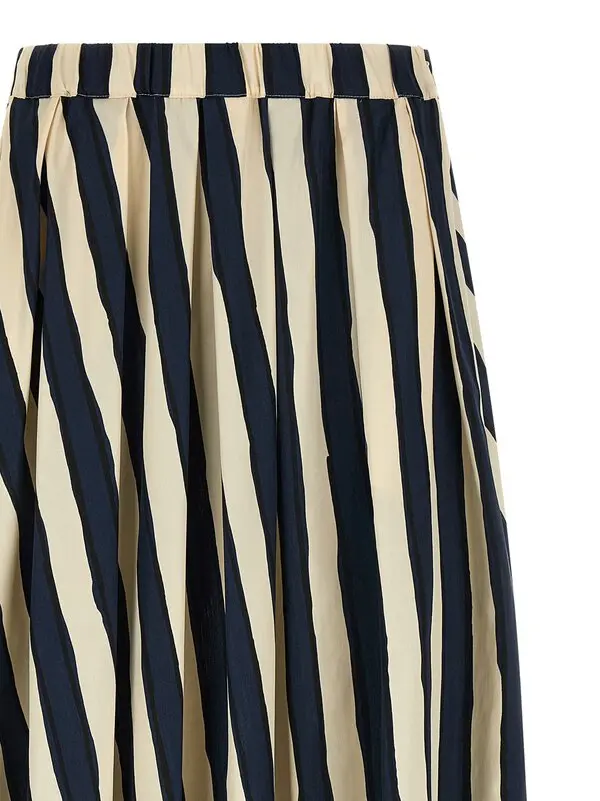 Max Mara Striped Cotton Poplin Maxi Skirt - Blue