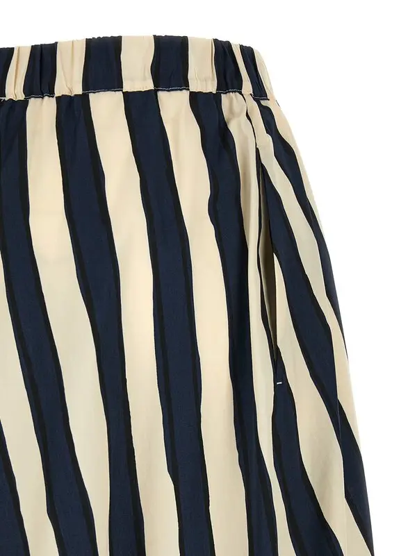 Max Mara Striped Cotton Poplin Maxi Skirt - Blue