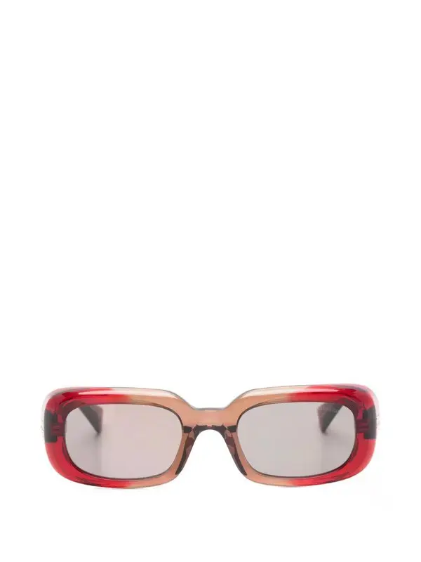 Miu Miu Rectangle-frame Sunglasses With Logo Plaque - Red