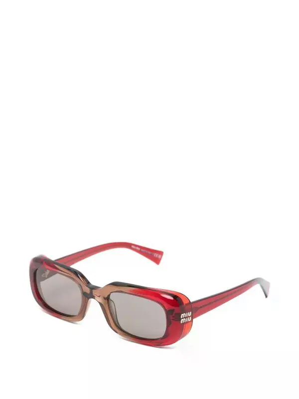 Miu Miu Rectangle-frame Sunglasses With Logo Plaque - Red