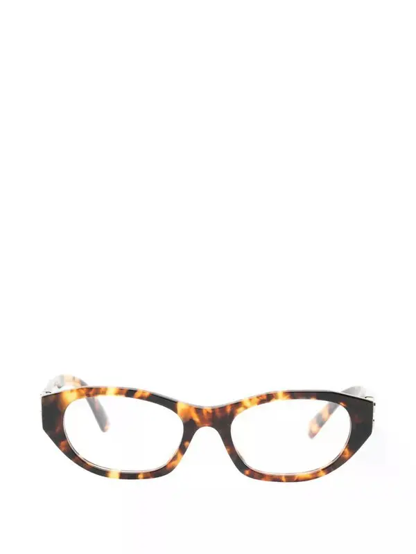 Miu Miu Tortoiseshell-effect Logo-plaque Glasses - Brown