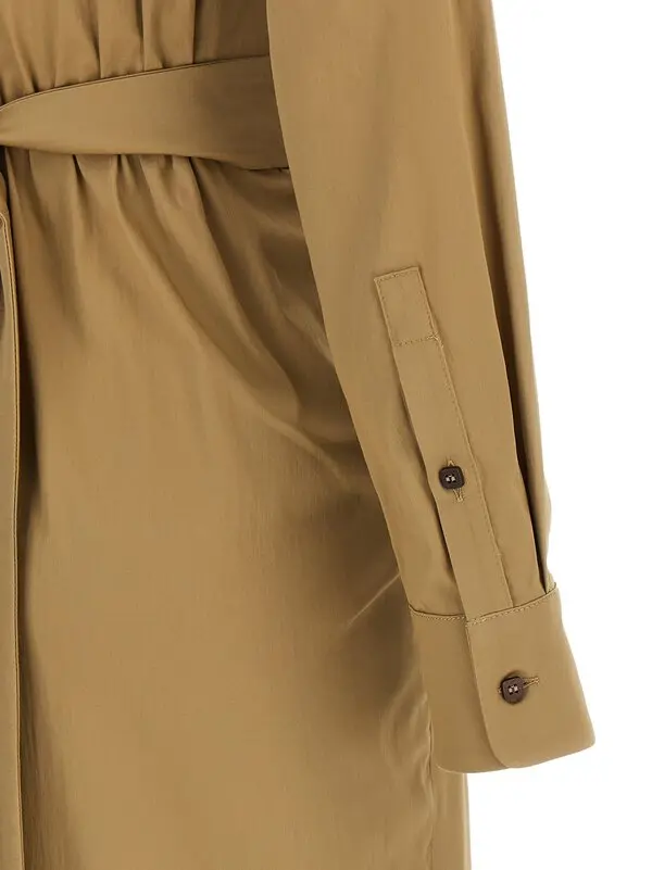 Max Mara Cotton Poplin Shirt Dress With Belt - Cream