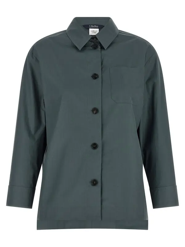 Max Mara S' Marianne Cotton Poplin Shirt - Gray